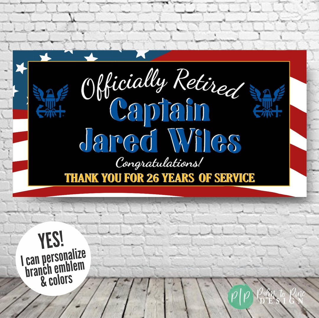 Personalized Military Retirement Banner: US Service Member Decor for ...