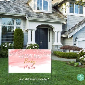 Welcome Home Baby Banner, It's A Girl Pink Watercolor Vinyl Sign ...
