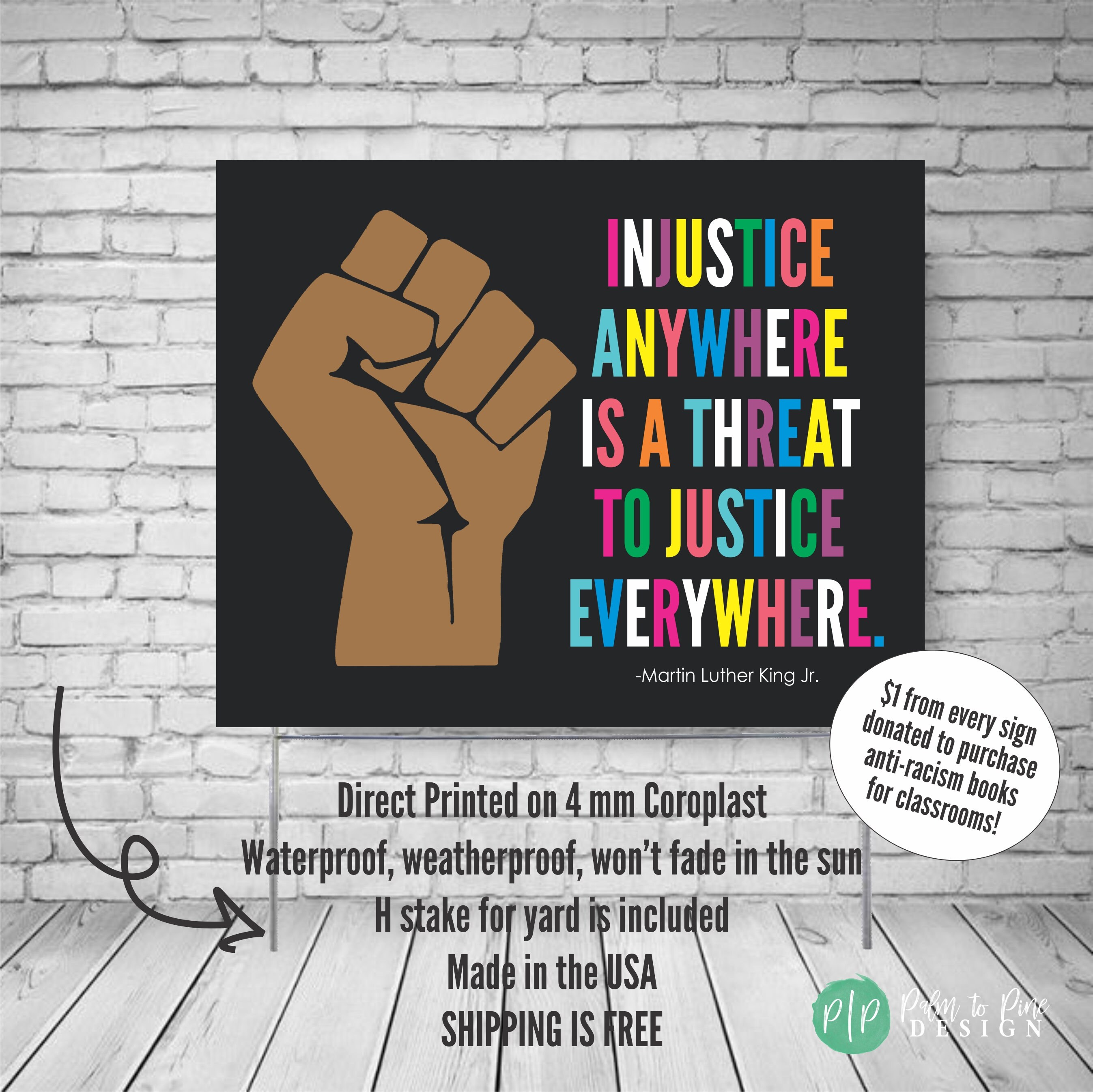 Martin Luther King Jr. Quote Injustice Anywhere Black Lives | Etsy