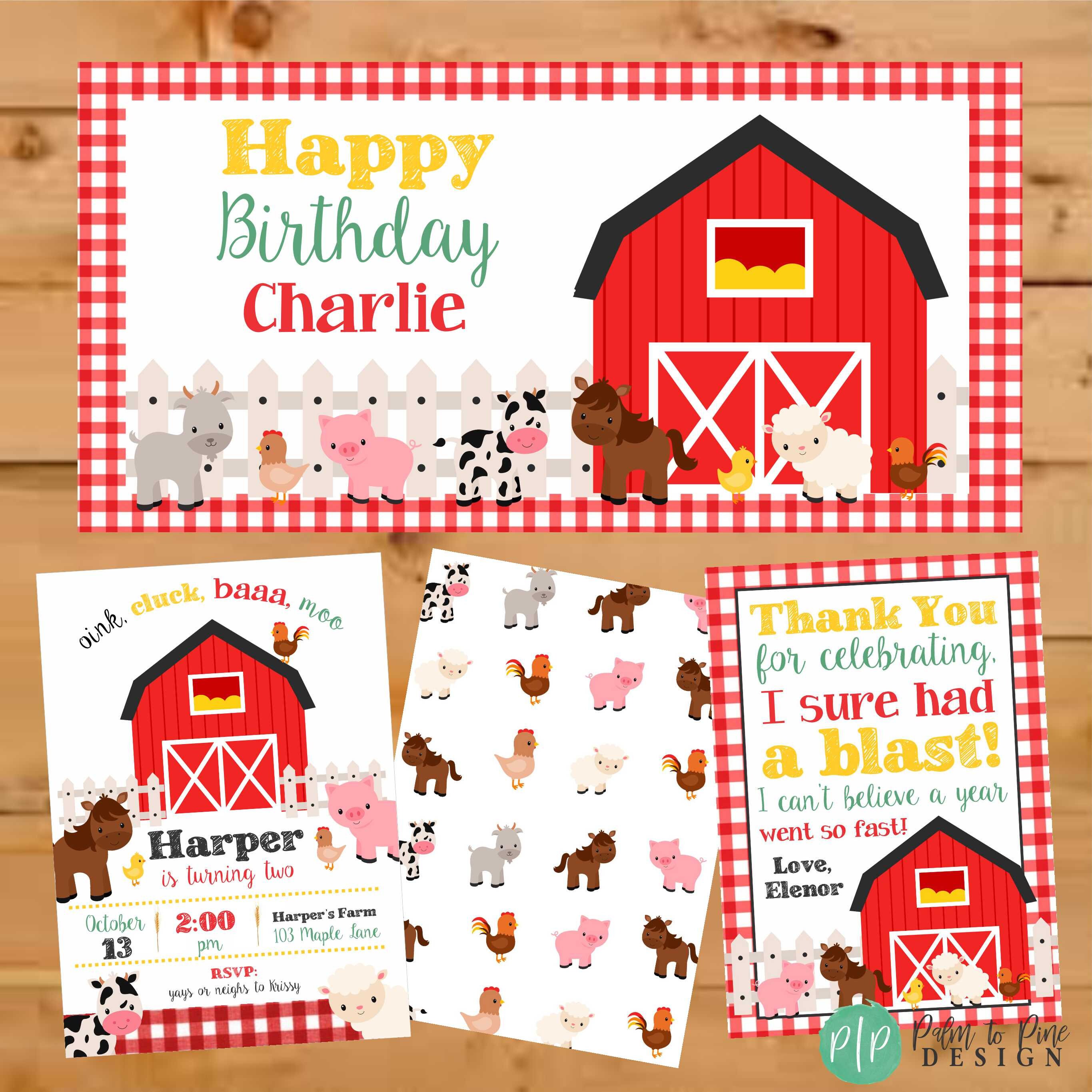 Farm Birthday Banner Barnyard Party Decor Farm Birthday - Etsy