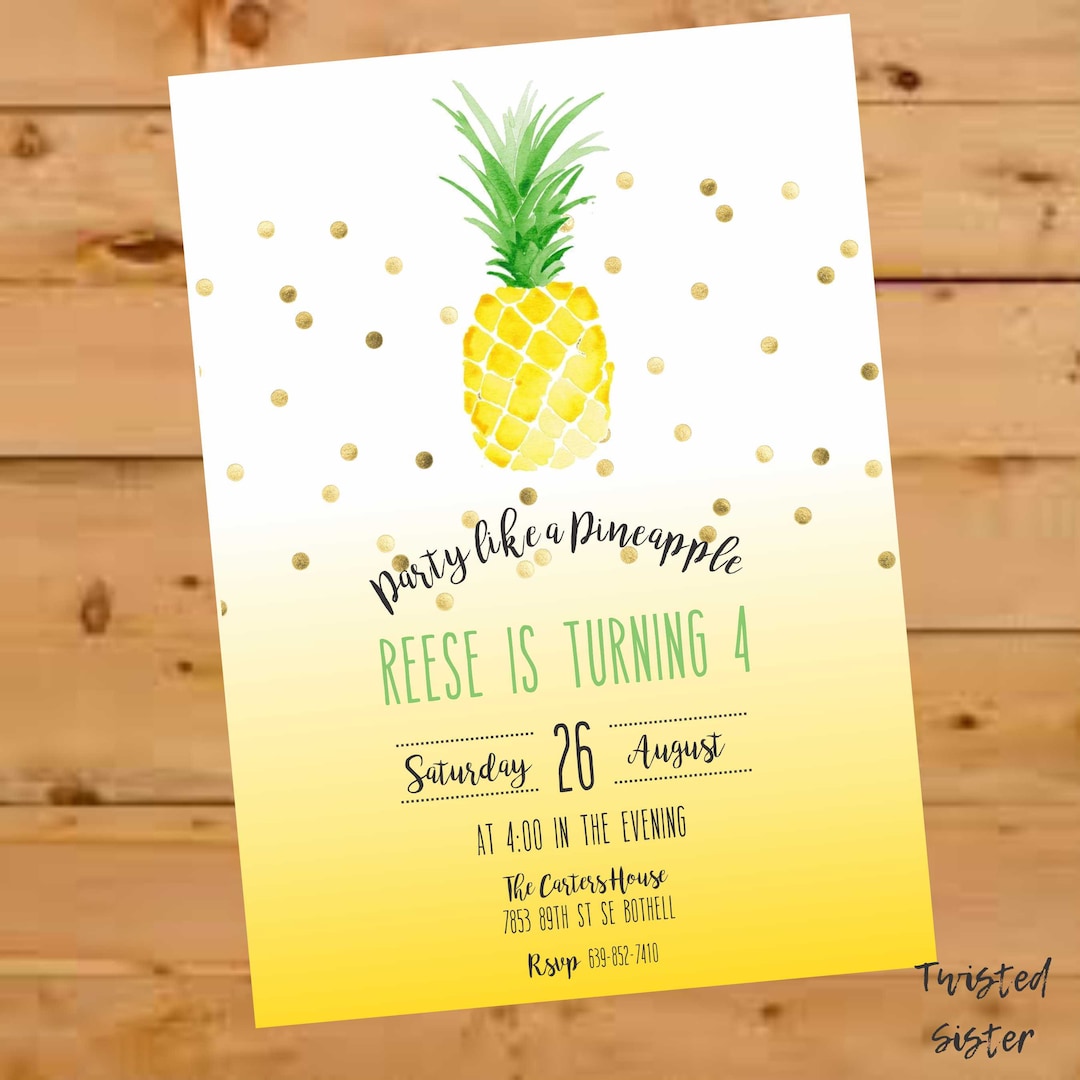 Pineapple Invitation, Pineapple Birthday Invitation, Pineapple Party ...