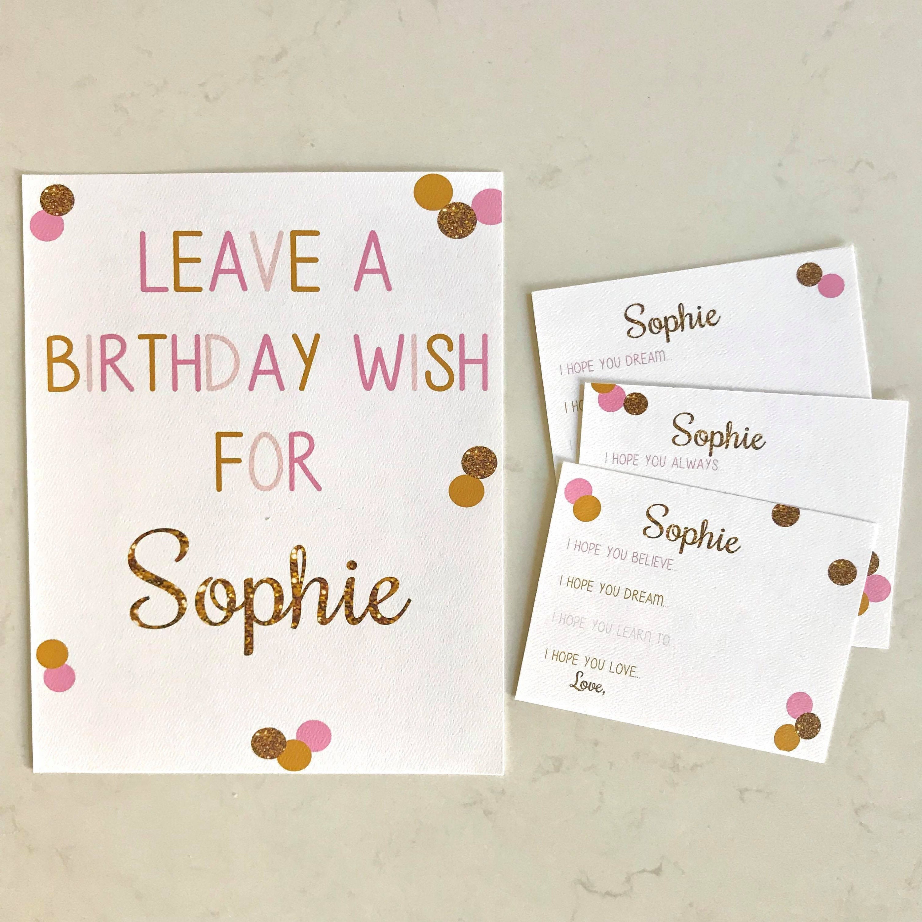 Birthday Wish Cards Birthday Questions Pink & Gold First | Etsy