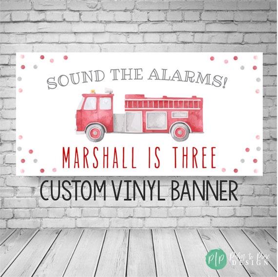 Firetruck birthday, Fire truck Birthday Banner, Firefighter Party Decor ...
