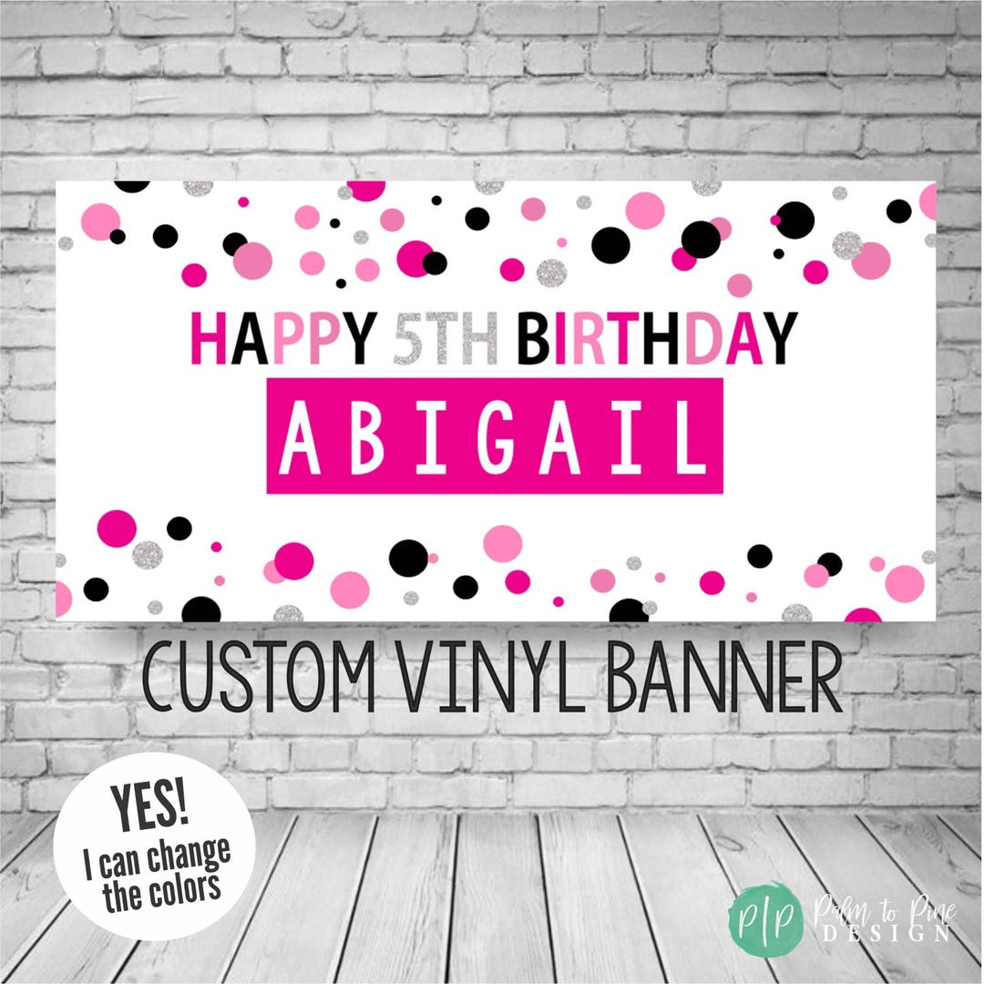 Personalized Polka Dot Birthday Vinyl Banner (custom Colors) - Etsy