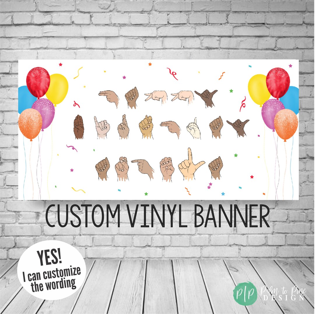 ASL Happy Birthday Banner, Custom American Sign Language Birthday ...