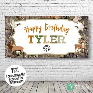 Hunting Birthday, Camouflage Hunting Birthday Banner, Outdoor Hunter ...