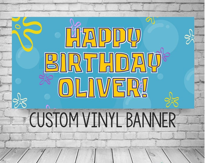 Spongebob Birthday Banner, Custom Inspired Spongebob Banner, Spongebob ...