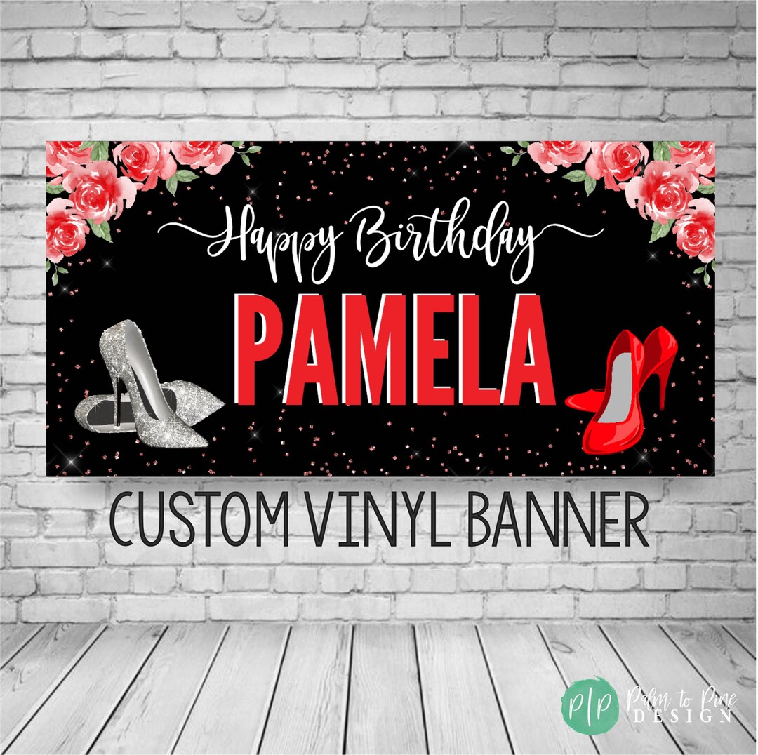 High Heels and Roses Party Banner: Custom Occasion for Birthday ...