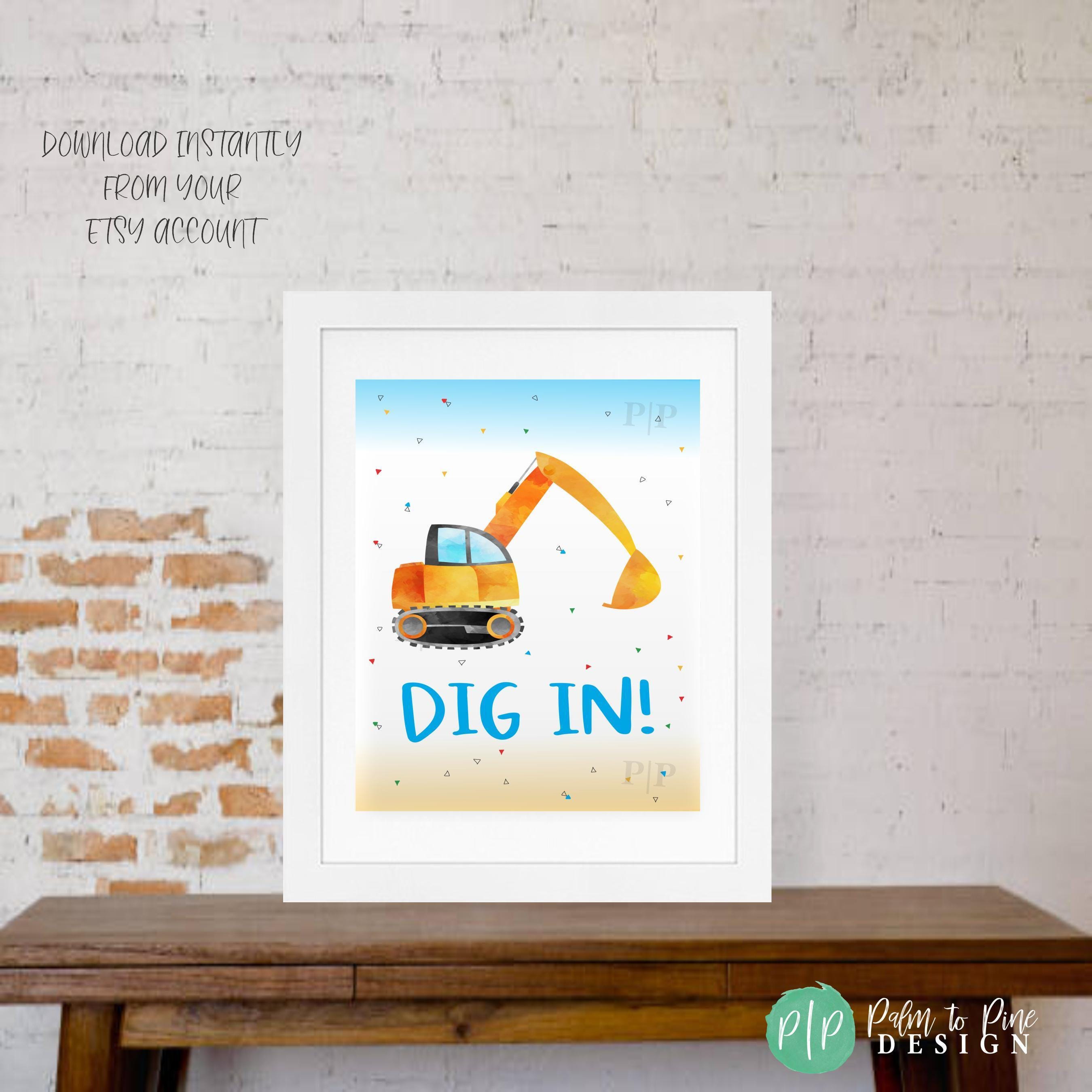 Excavator Birthday Party Sign, Construction Theme Decor (instant ...