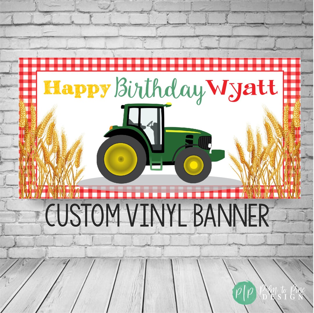 Tractor Birthday Banner, Personalized Tractor Party Decor, Farm ...