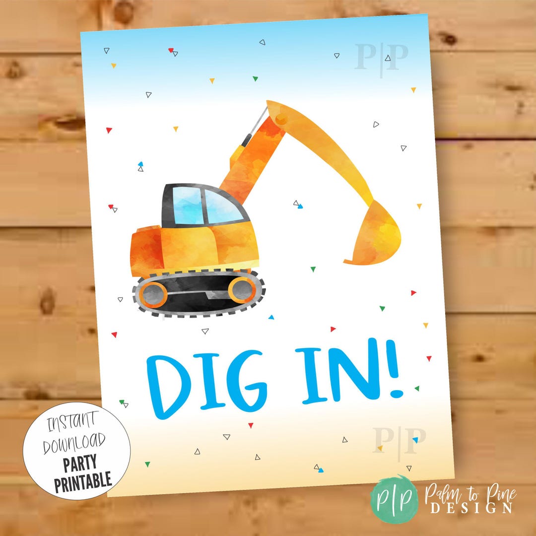 Excavator Birthday Party Sign, Construction Theme Decor (instant ...