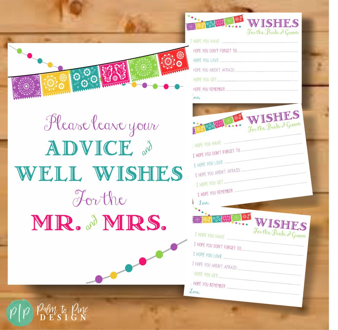 Fiesta Bridal Shower Wishes, Wish Cards for Bride and Groom, Fiesta ...