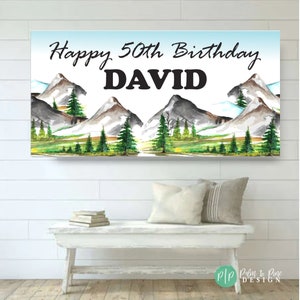 The Great Outdoors Birthday Banner, Personalized Mountain Birthday ...