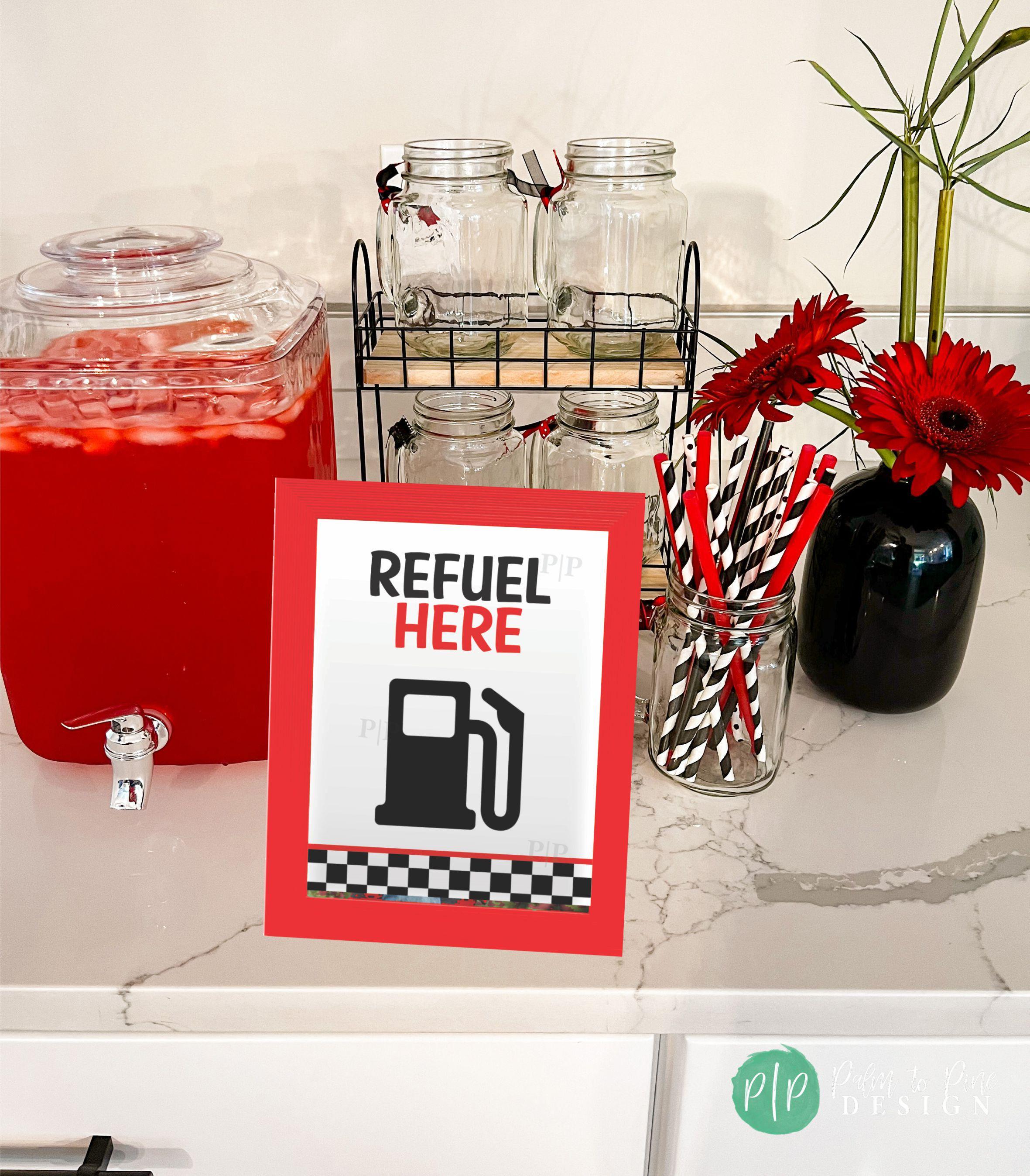 Racecar Refuel Station Sign, Printable Race Car Birthday Party Decor ...