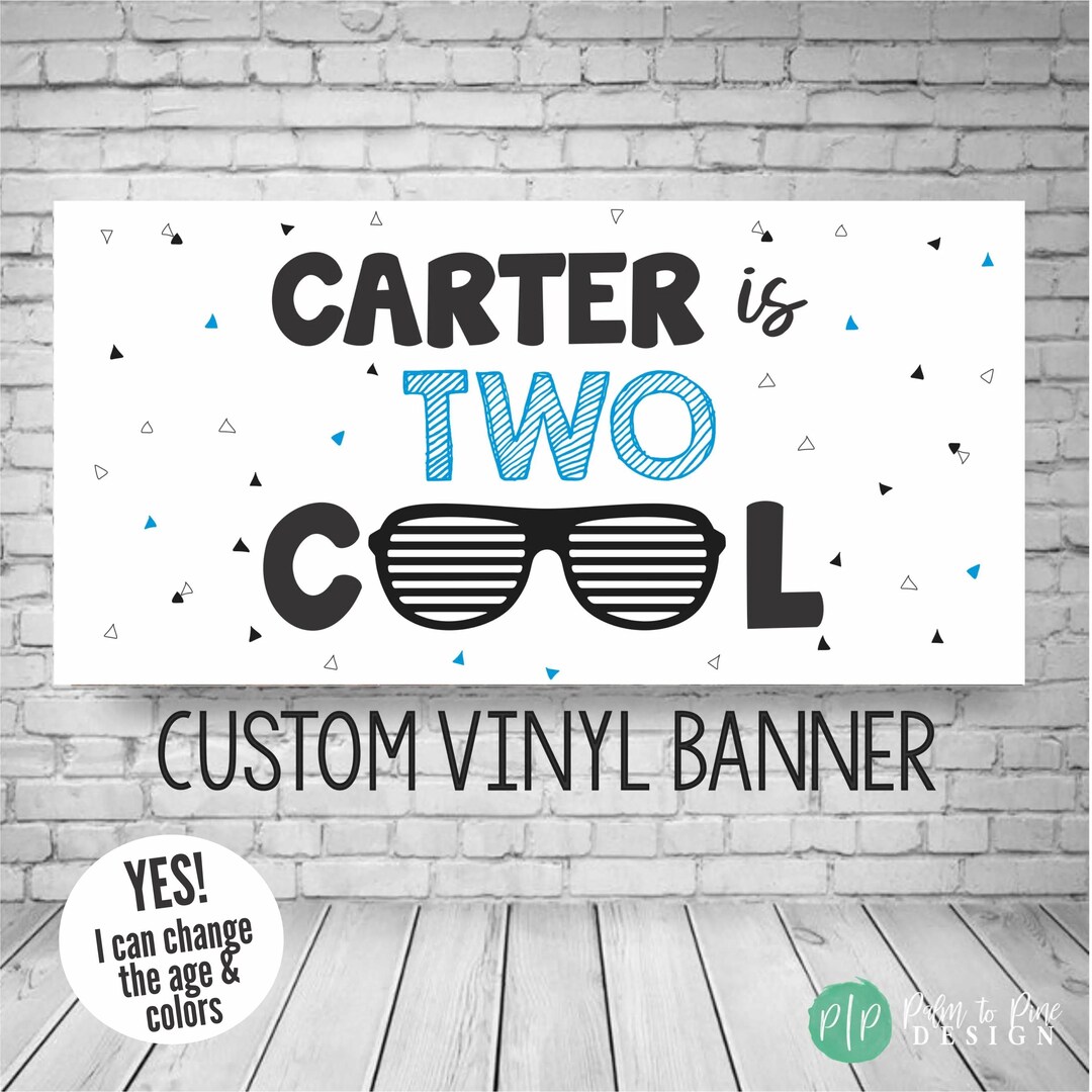 Two Cool Banner, 2nd Birthday Party Decor (personalized Age and Colors ...