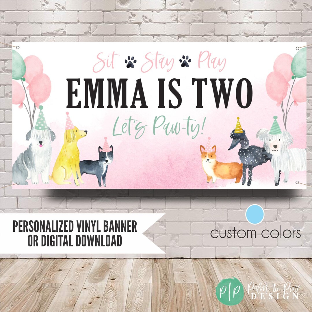 Puppy Birthday Banner, Personalized Dog Party Decorations (custom ...