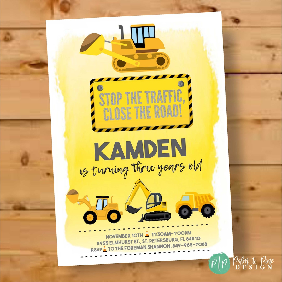 Construction Birthday Invite, Construction Birthday Invitation ...