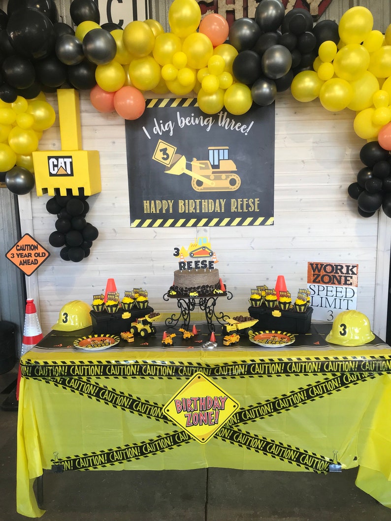 Construction Birthday Banner Construction Backdrop Custom - Etsy