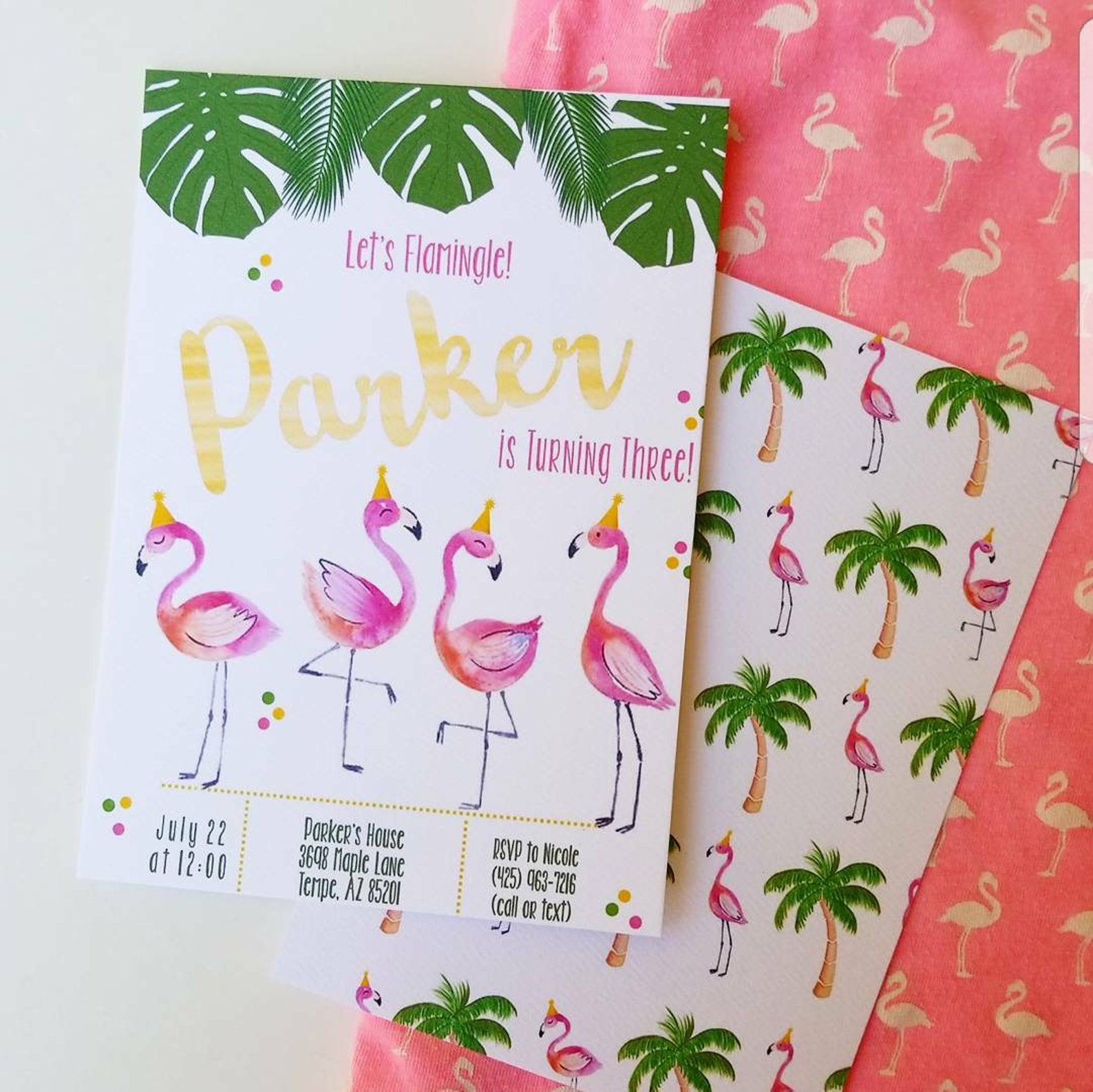 Flamingo Invitation Flamingo Party Invite Let's | Etsy