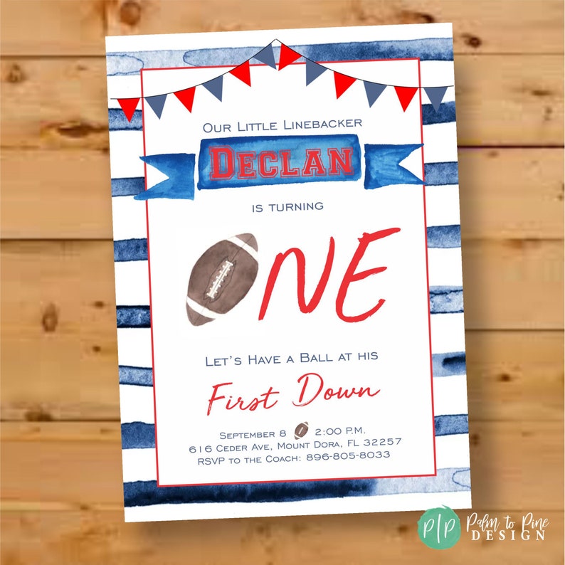 First Birthday Invitation Football Invitation Football - Etsy