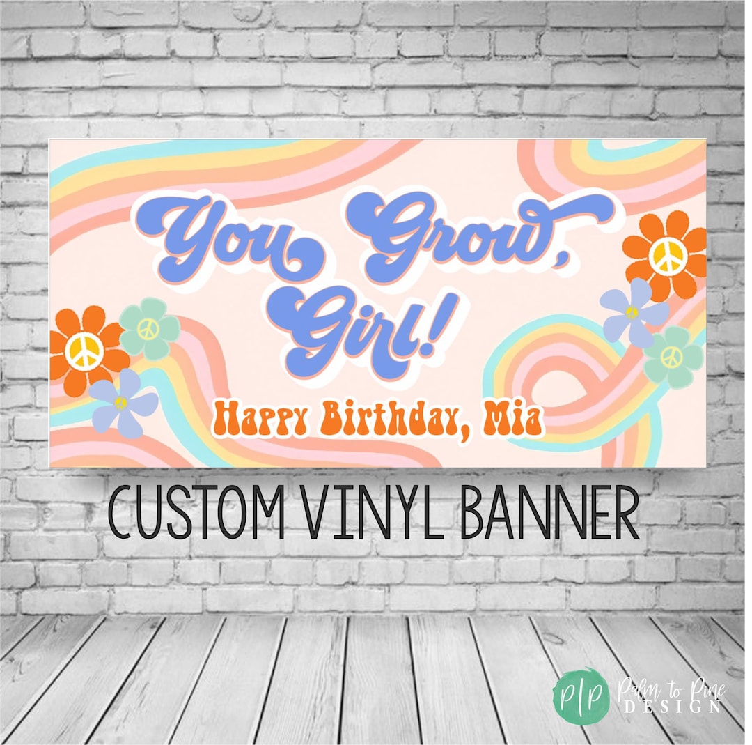 Groovy Birthday Banner, Two Groovy Birthday, Hippie Banner, Two Groovy ...