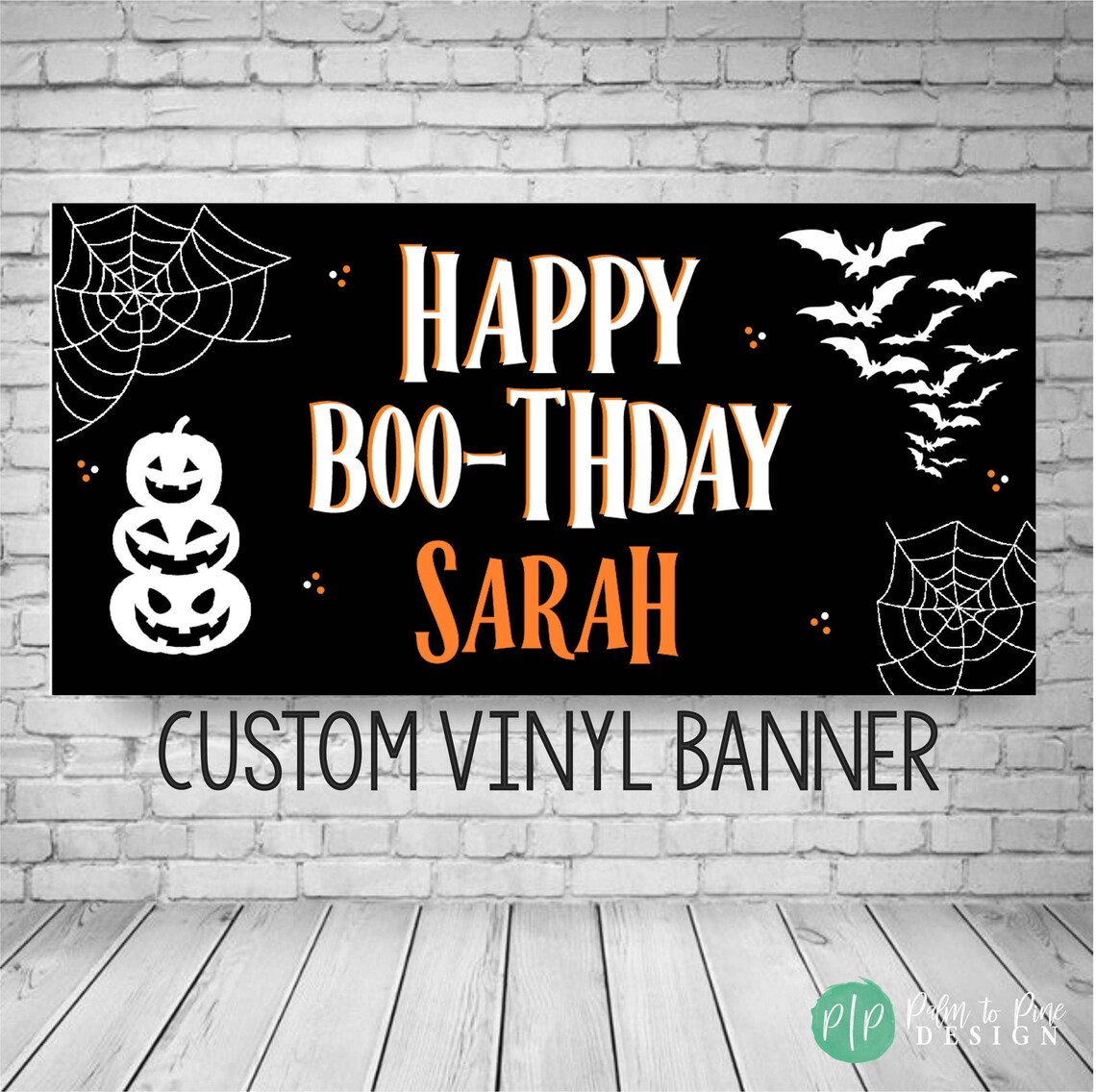 Halloween Birthday Banner, Personalized Haunted Pumpkin Sign - Etsy