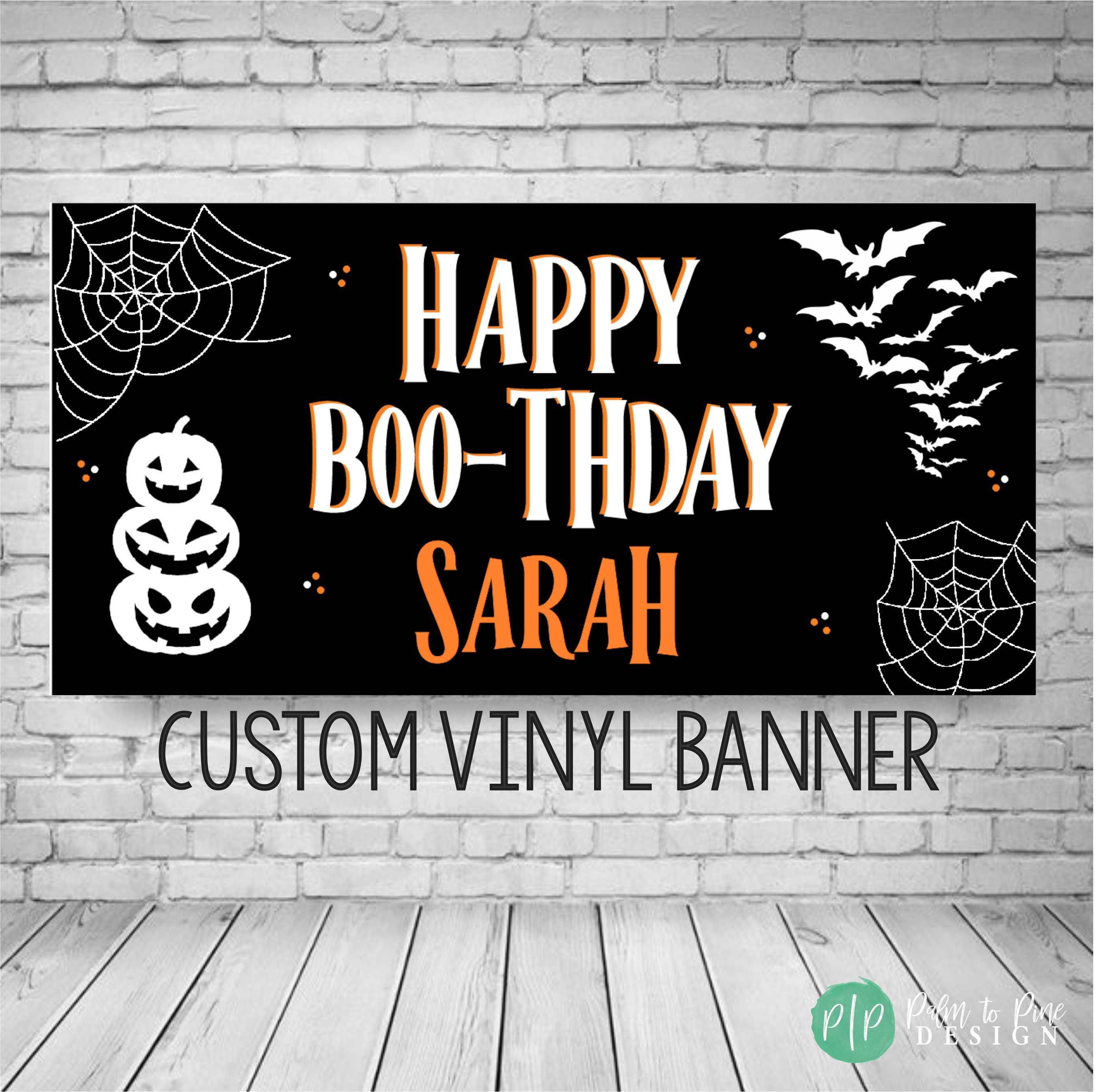 Halloween Birthday Banner, Personalized Haunted Pumpkin Sign - Etsy