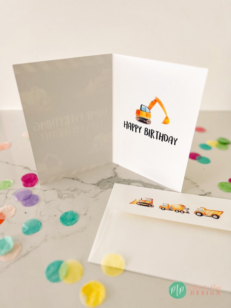 Happy Birthday Card, Construction Birthday Card, Kids Birthday Greeting ...