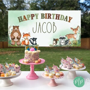 Woodland Birthday Decorations, Woodland Birthday Banner, Woodland ...
