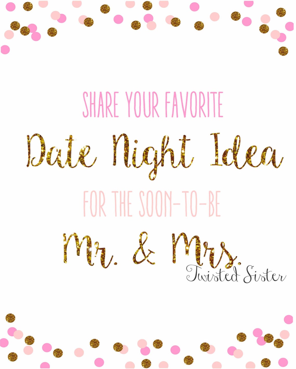 Date Night Printables Bridal Shower Date Night Ideas Date | Etsy
