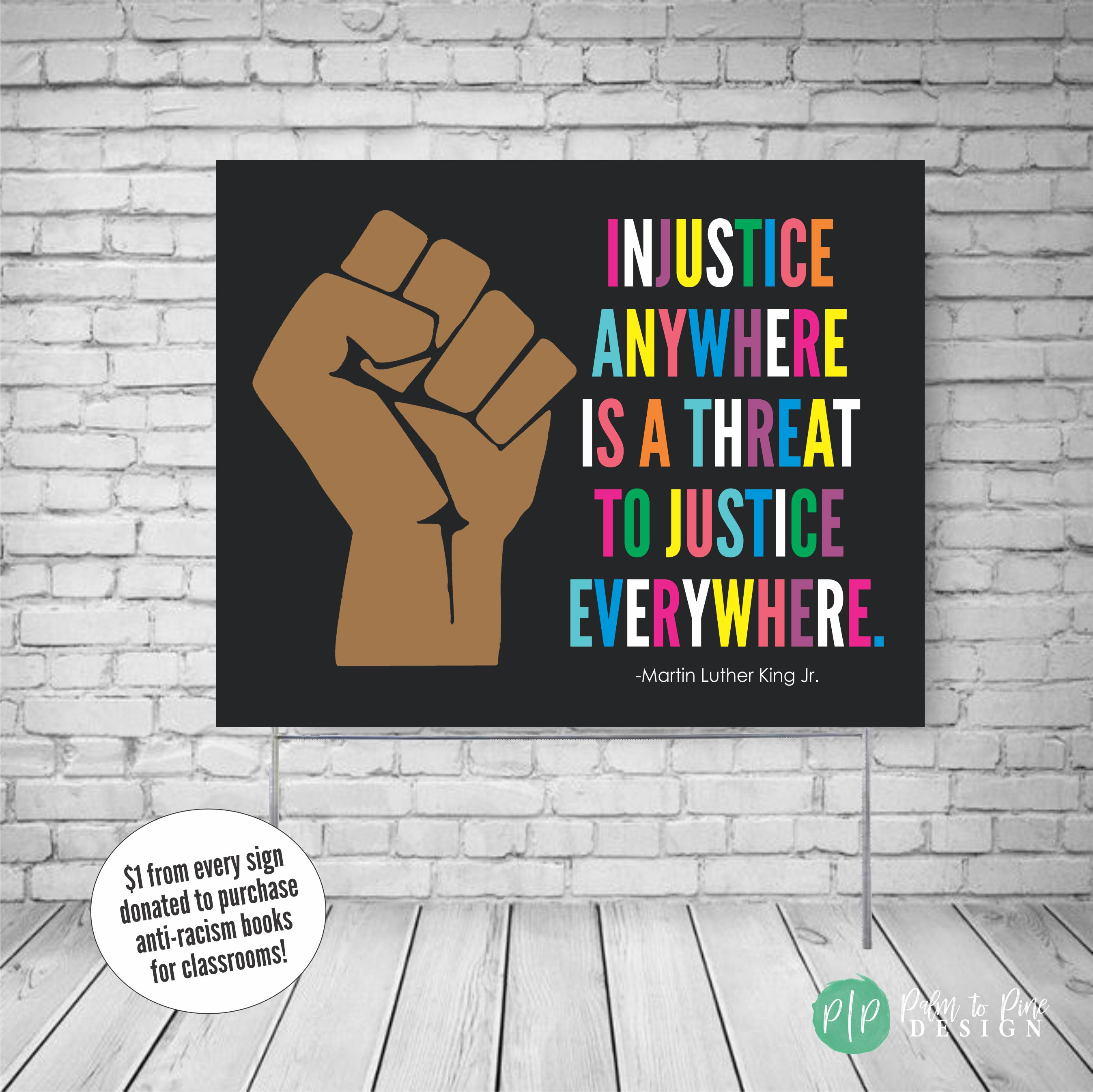 Martin Luther King Jr. Quote Injustice Anywhere Black Lives | Etsy