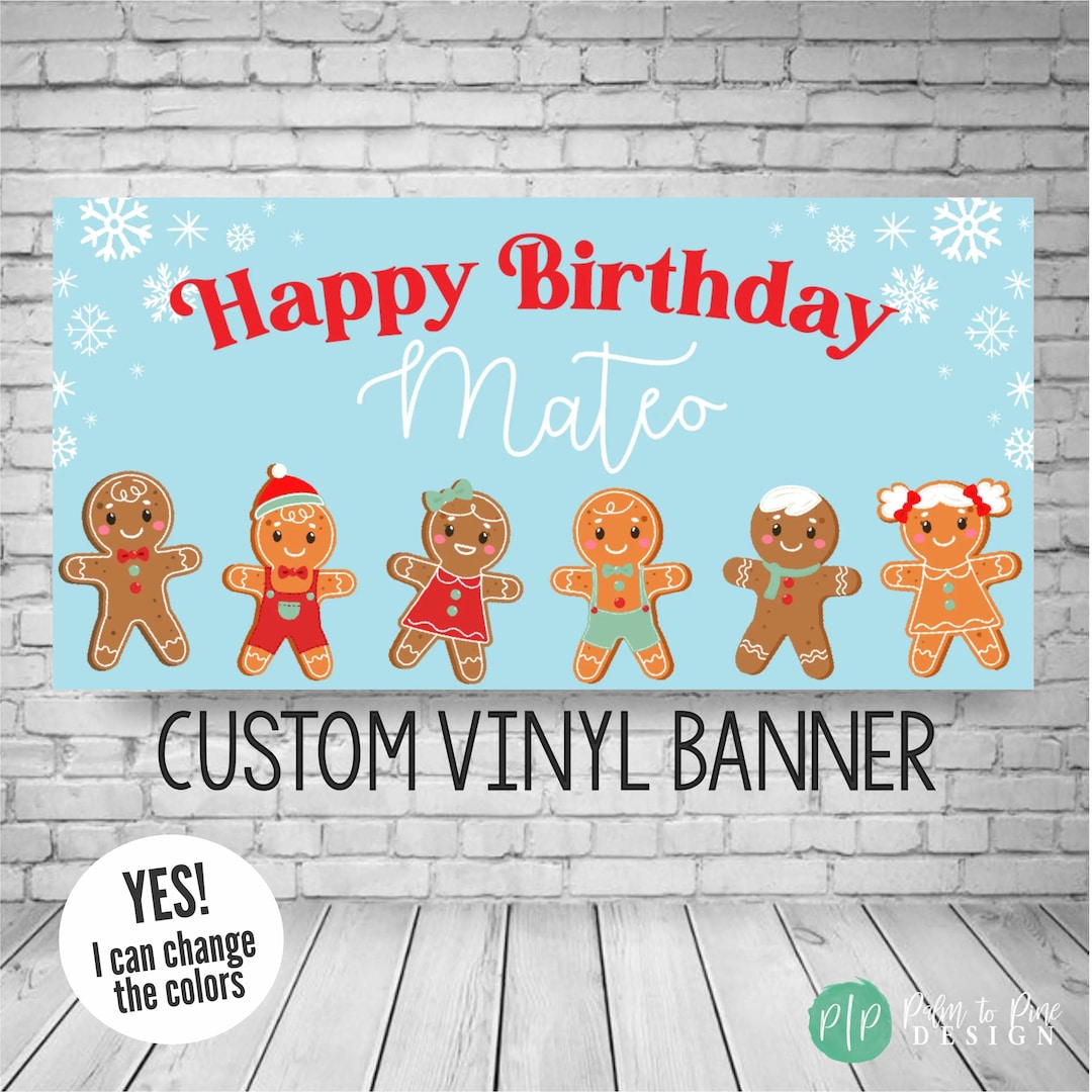 Gingerbread Man Banner, Boys Gingerbread Birthday Party Banner, Custom ...