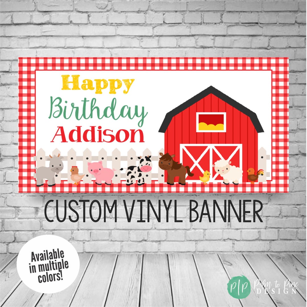 Farm Birthday Banner, Barnyard Party Decor, Barn Birthday, Farm Party ...