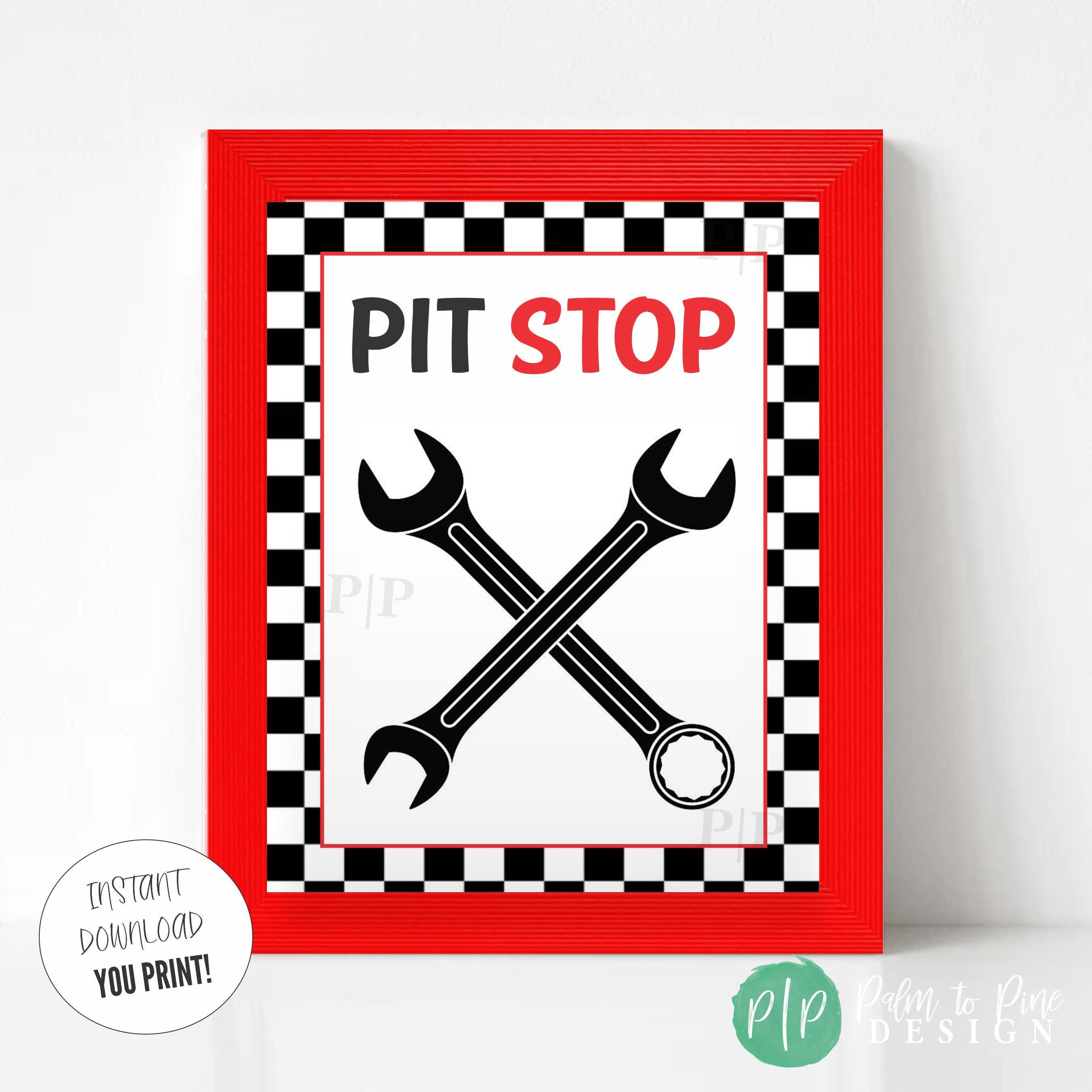 Racecar Pit Stop Sign, Race Car Birthday Decorations (instant Download ...