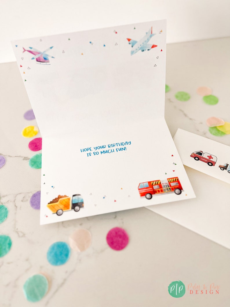 Boys Transportation Happy Birthday Card | Things That Go Trucks ...