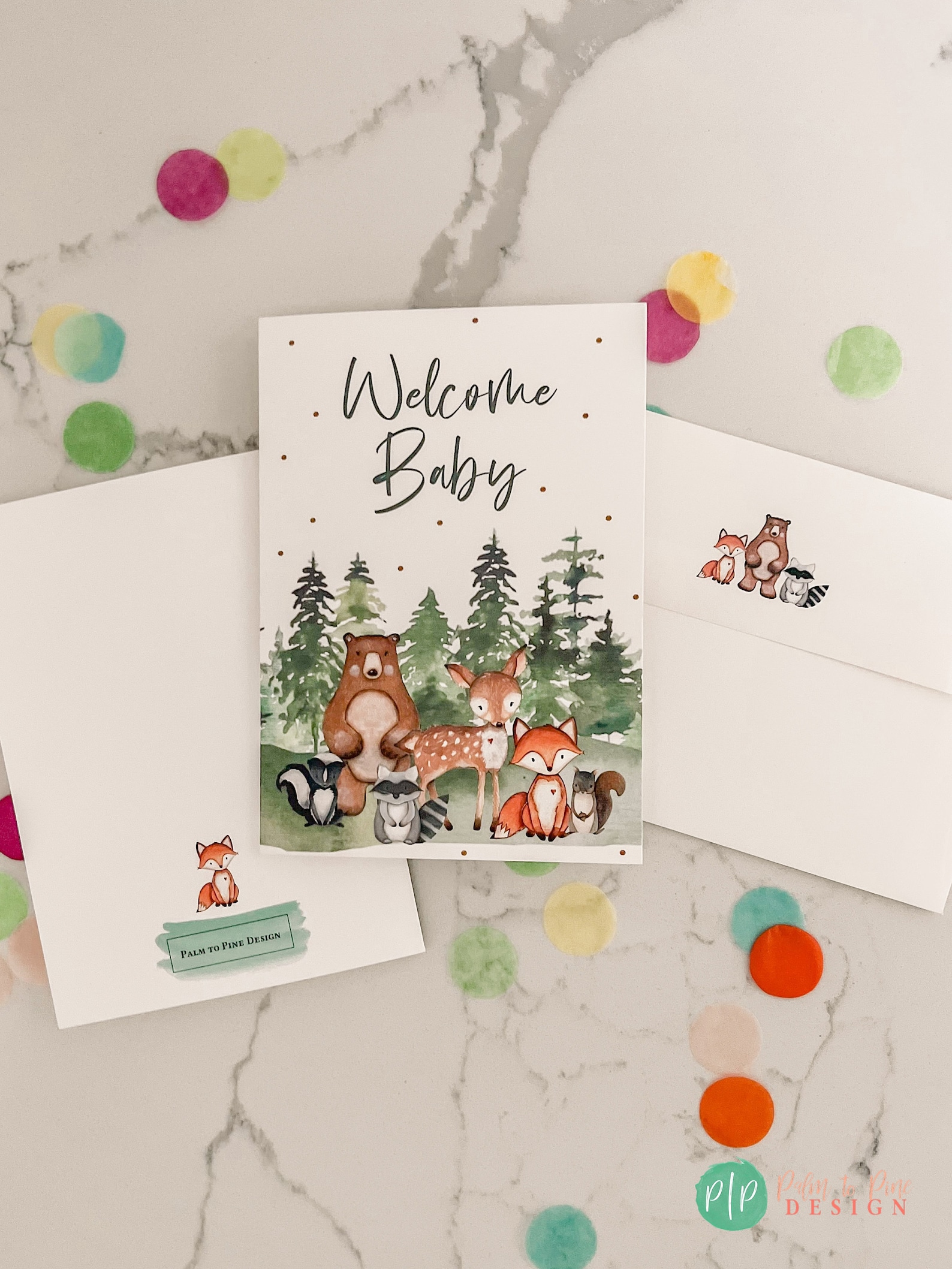 Woodland Baby Shower Card With Forest Animals (5x7 Folded, Custom ...