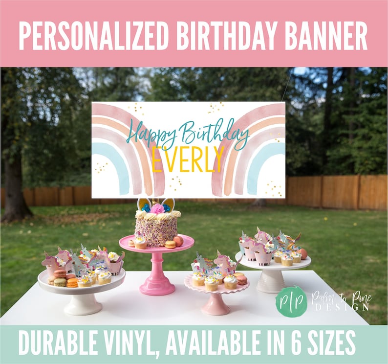 Boho Rainbow Birthday Banner Rainbow Birthday Party Modern - Etsy