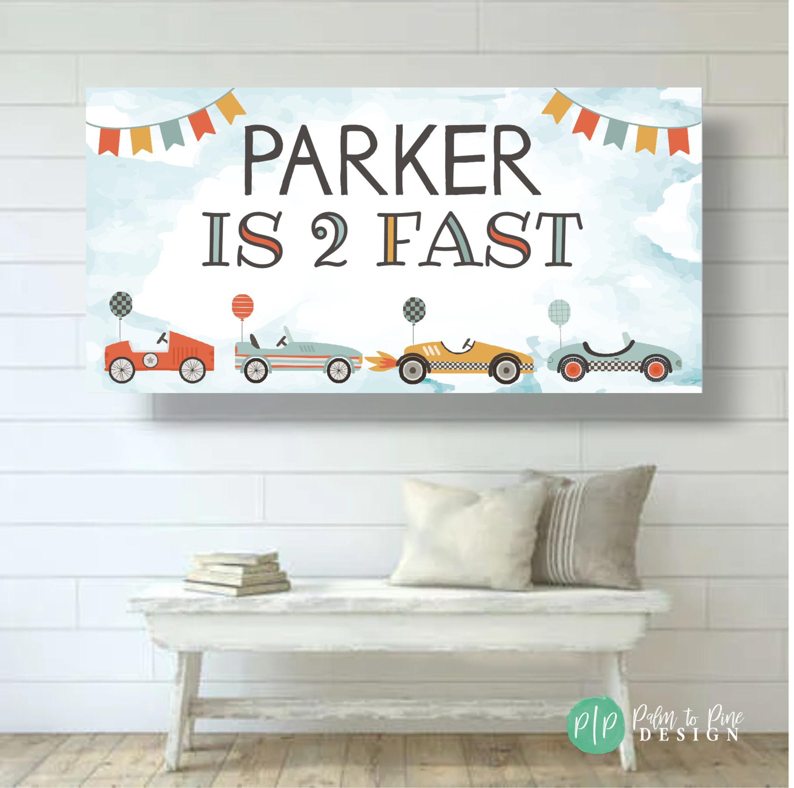 Vintage Race Car Birthday Banner, Fast One Decor, Custom Vinyl Backdrop ...