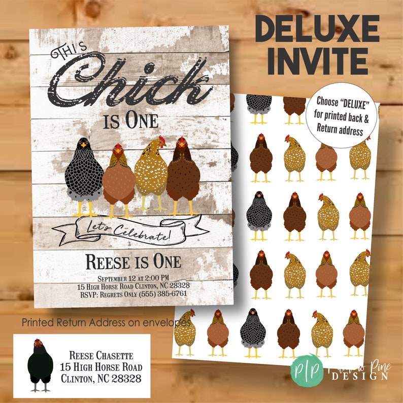 Chicken Birthday Invitation, This Chick is One Rustic Farm Invite ...