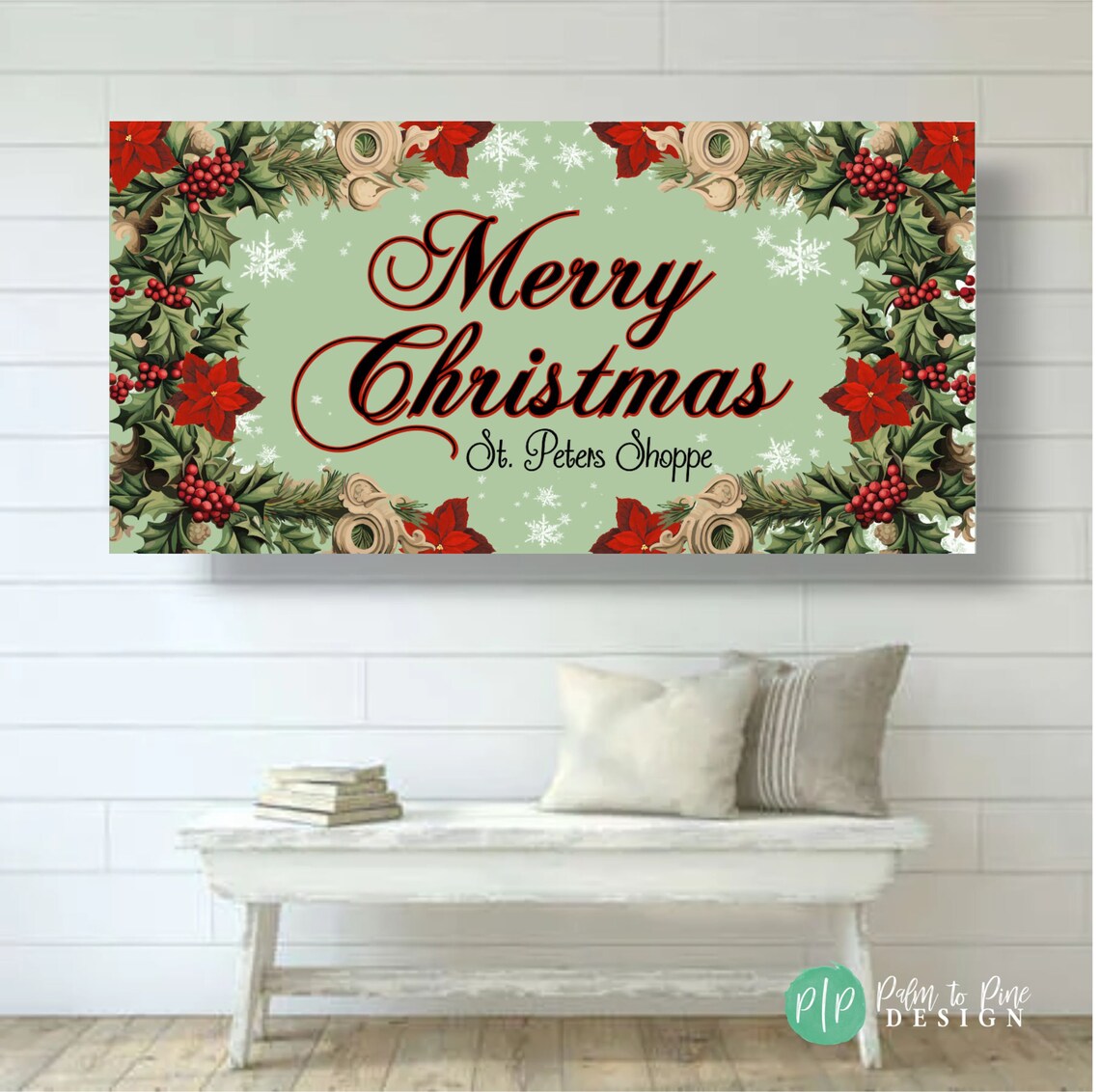 Merry Christmas Banner, Personalized Christmas Backdrop, Winter ...