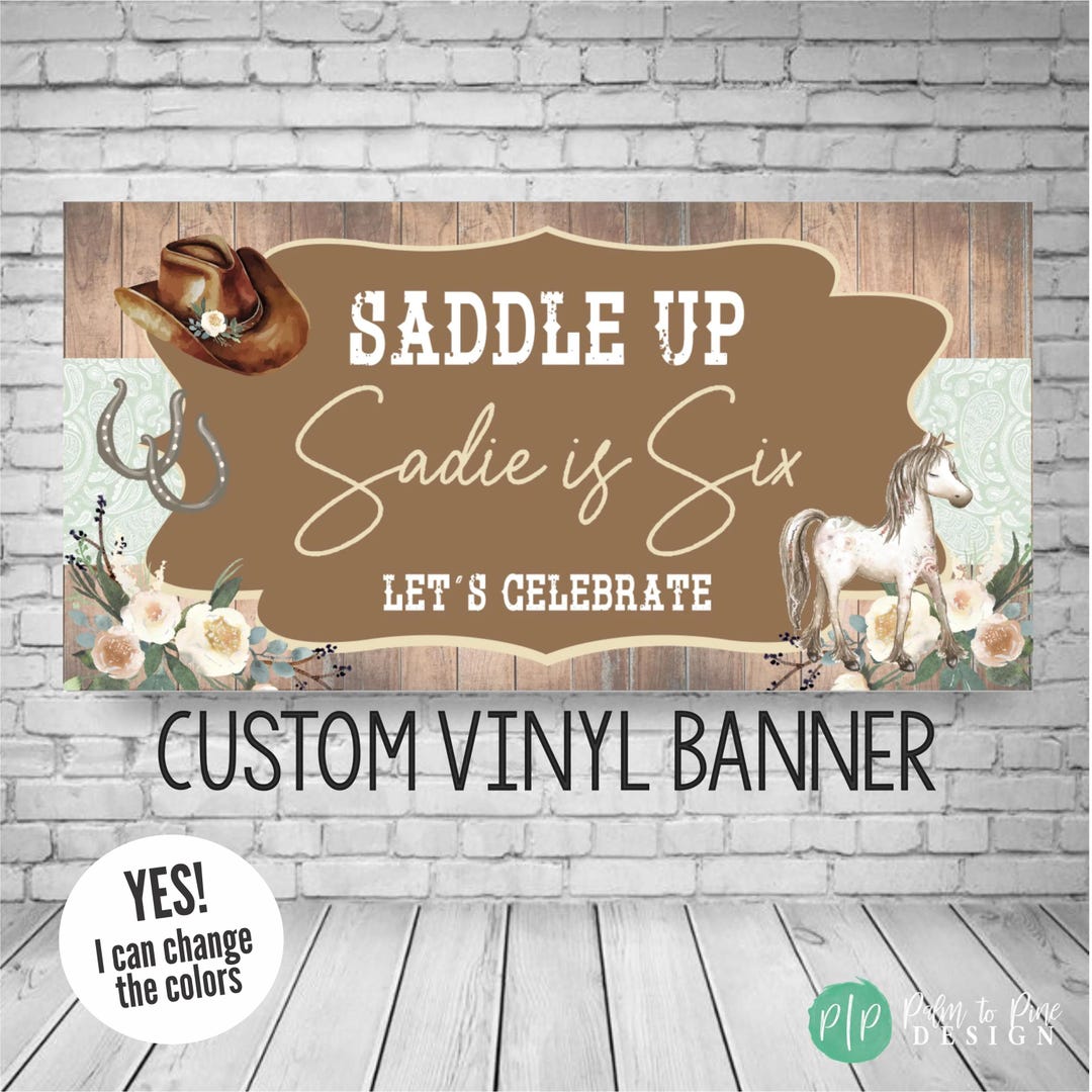Horse Party Birthday Banner, Cowgirl Birthday Banner, Western Birthday ...