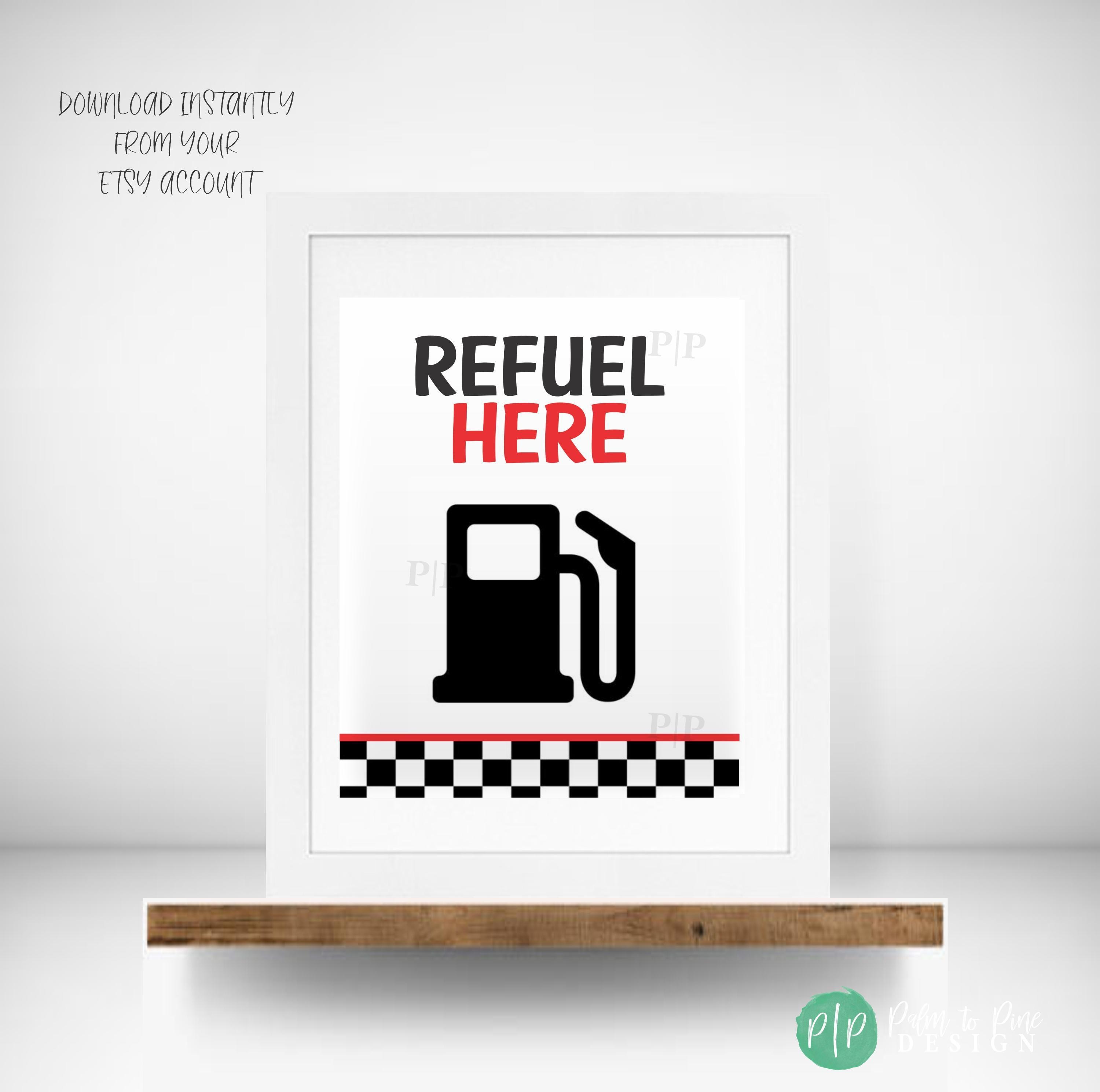 Racecar Refuel Station Sign, Printable Race Car Birthday Party Decor ...