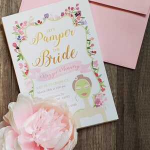 Spa Invitation, Bridal Shower Invitation, Bridal Shower Invite, Floral ...