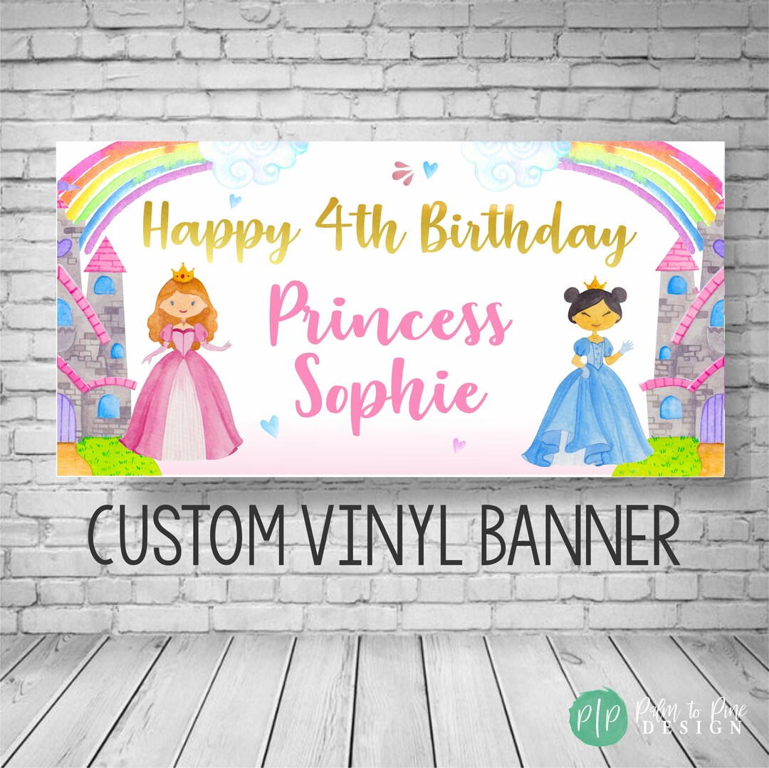 Princess Birthday Banner, Princess Birthday Party, Princess Birthday ...