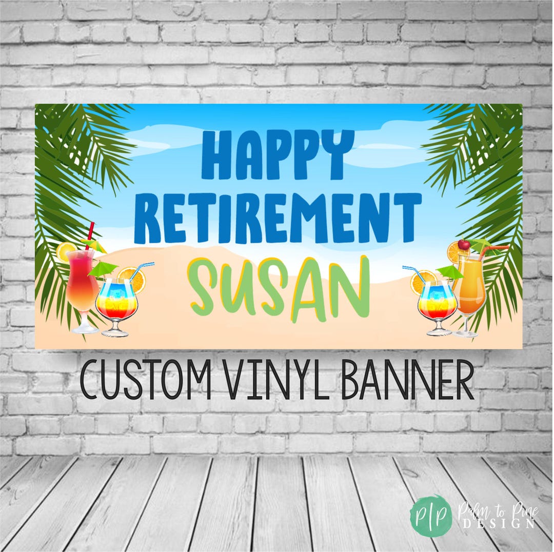 Retirement Beach Banner, Tropical Retirement Banner, Hawaiian ...