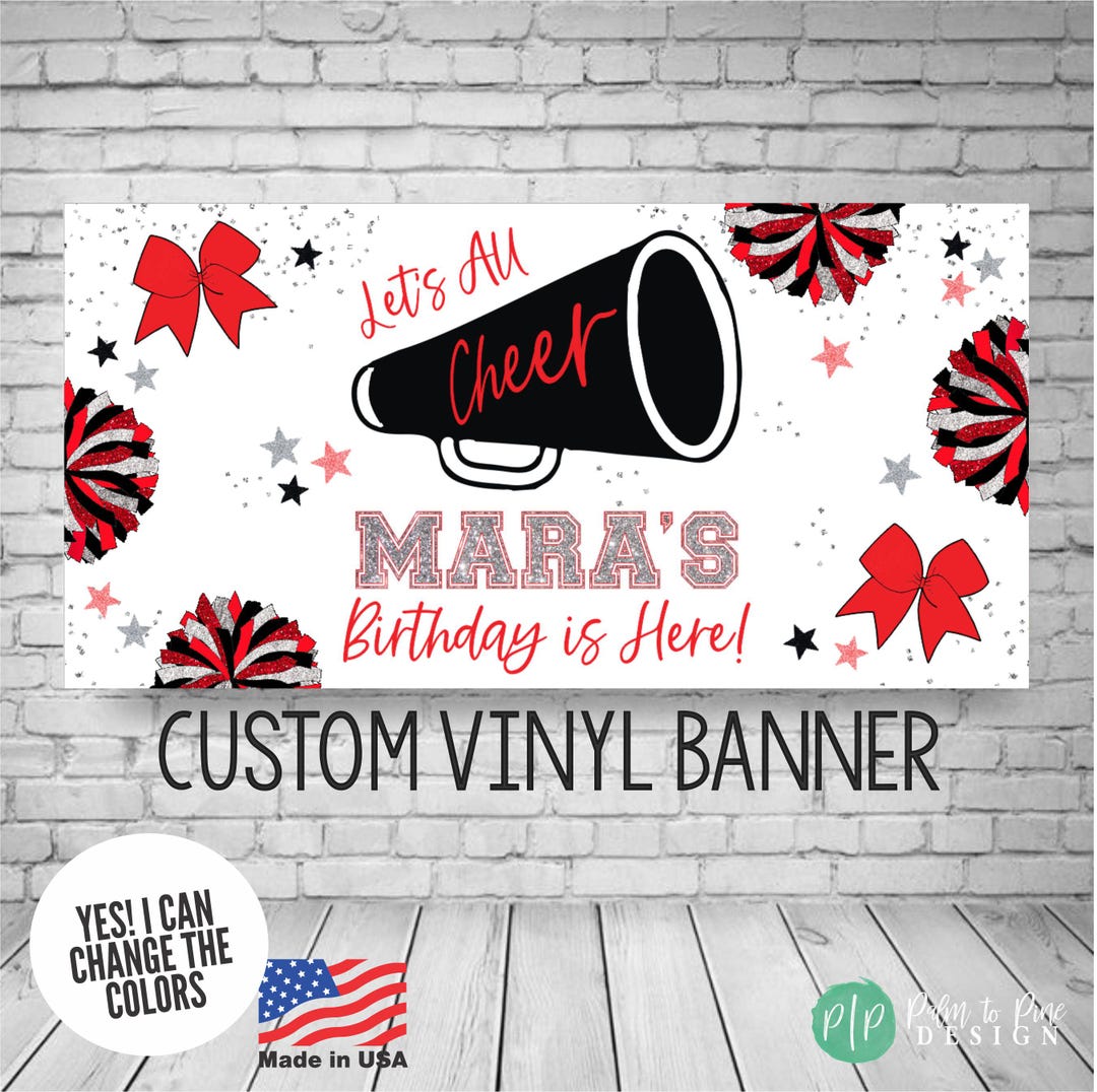 Cheer Birthday Party, Cheerleading Birthday Banner, Custom Cheer ...
