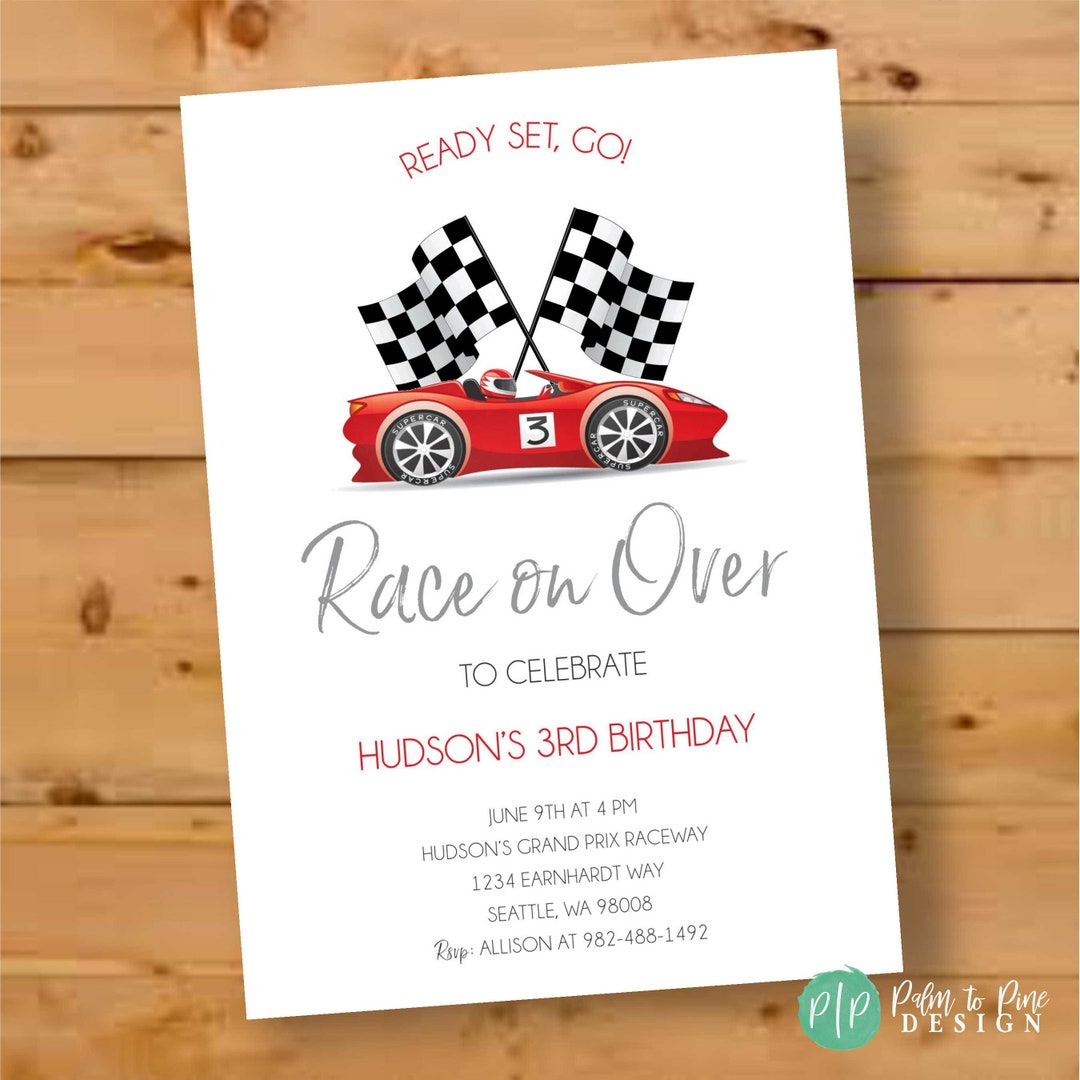 Race Car Invitation, Race Car Birthday, Car Birthday Party Invitation ...