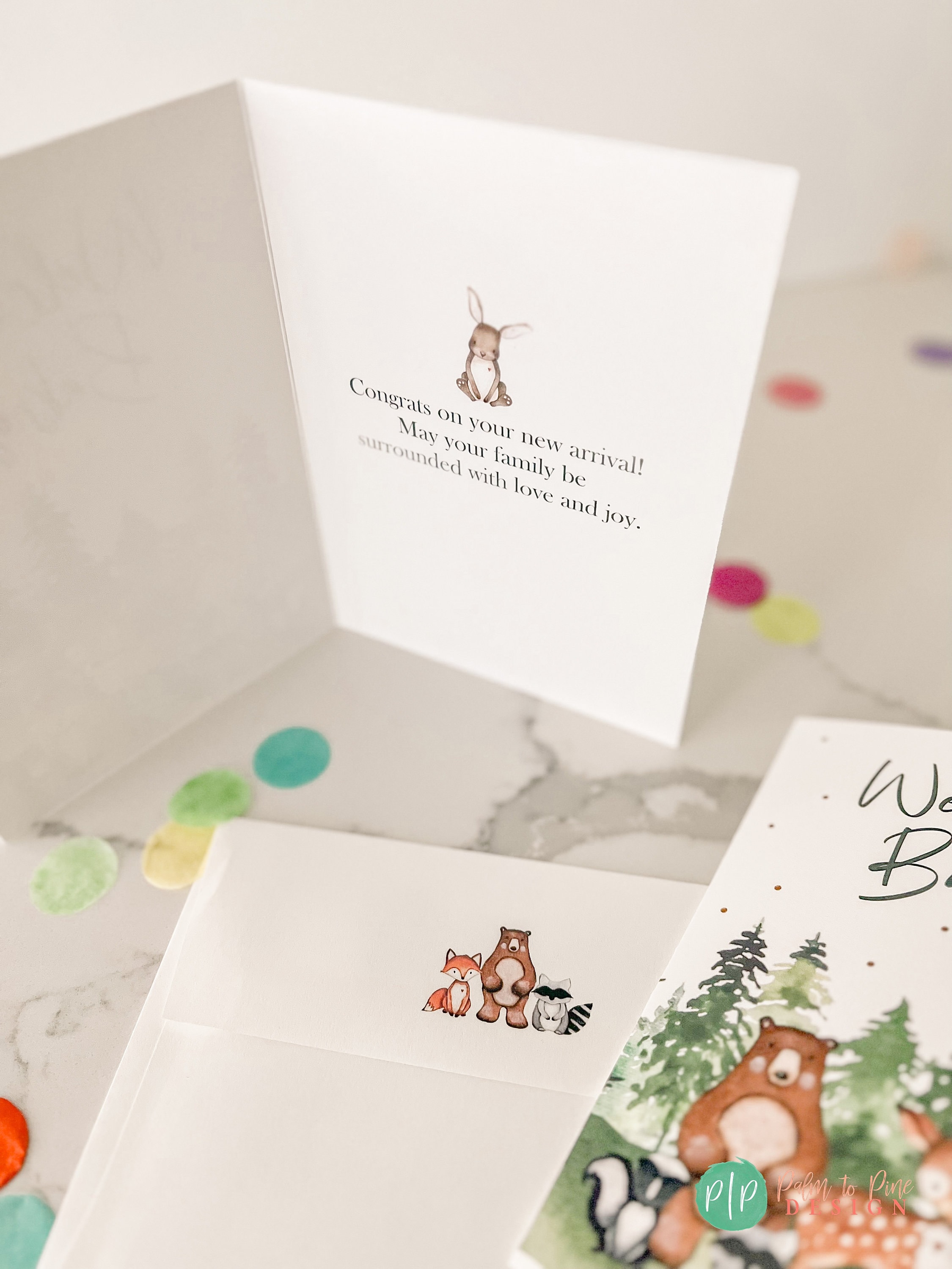 Woodland Baby Shower Card With Forest Animals (5x7 Folded, Custom ...
