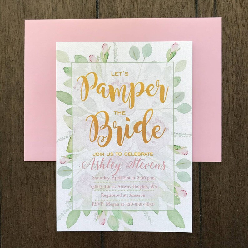 Spa Invite Bridal Shower Invitation Bridal Shower Invite | Etsy