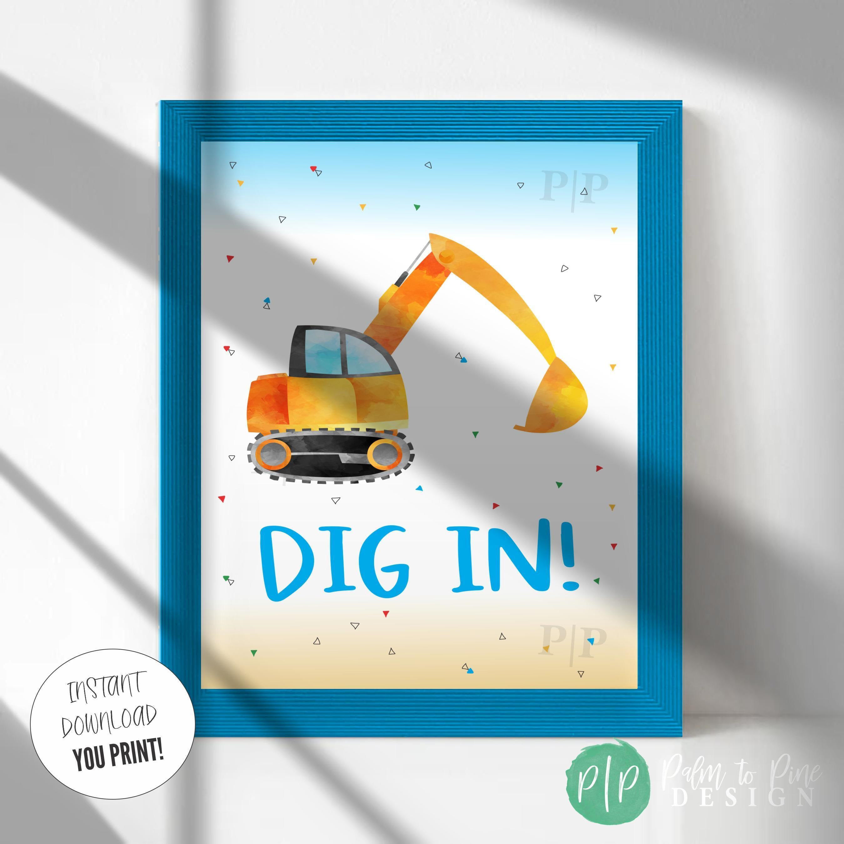 Excavator Birthday Party Sign, Construction Theme Decor (instant ...